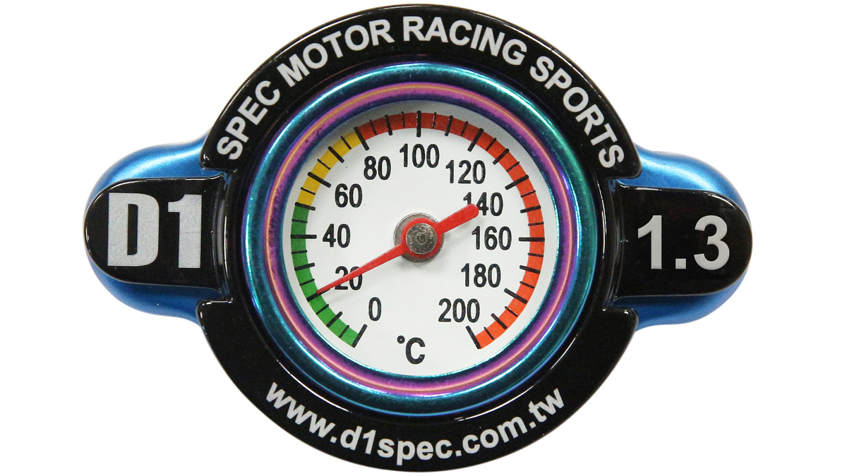 D1Spec Radiator cap with thermometer 28mm 1.3 Bar Blue | Cooling System ...