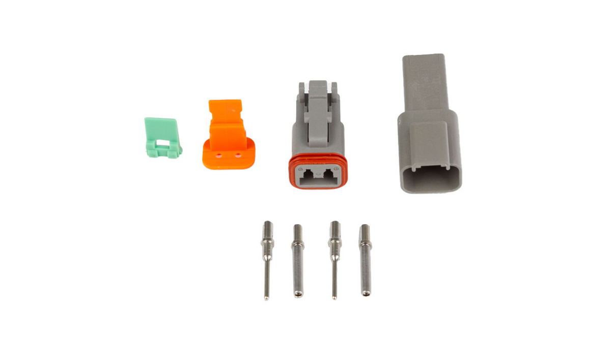 Set of plugs and pins matching Deutsch DT-2 connectors (DT06-2S + DT04 ...