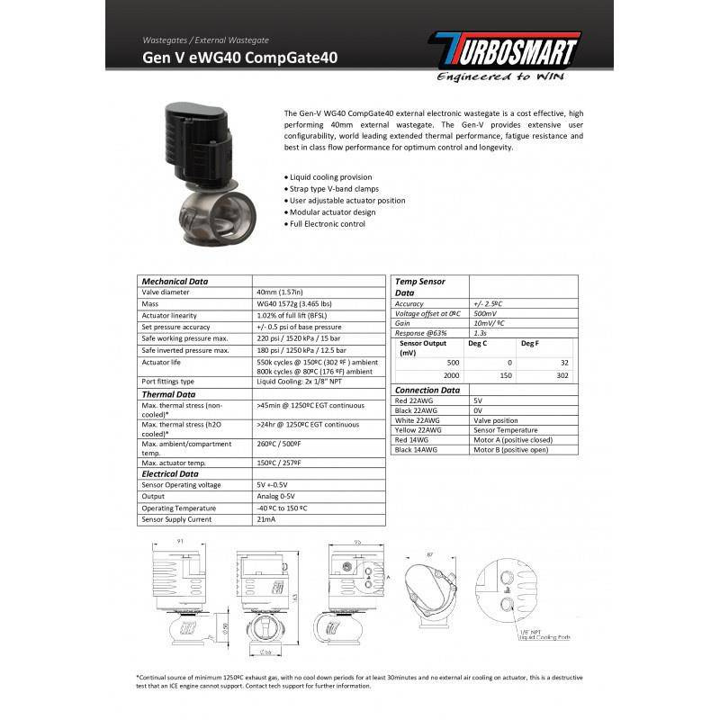 Turbosmart Wastegate 40mm Comp-Gate Electronic V-Band Black | Turbo ...