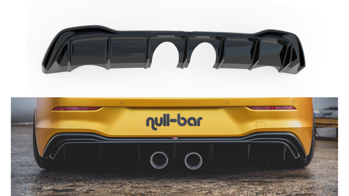 Diffuser Volkswagen Golf 8 Rear with exhaust R32 Look Gloss Black ...